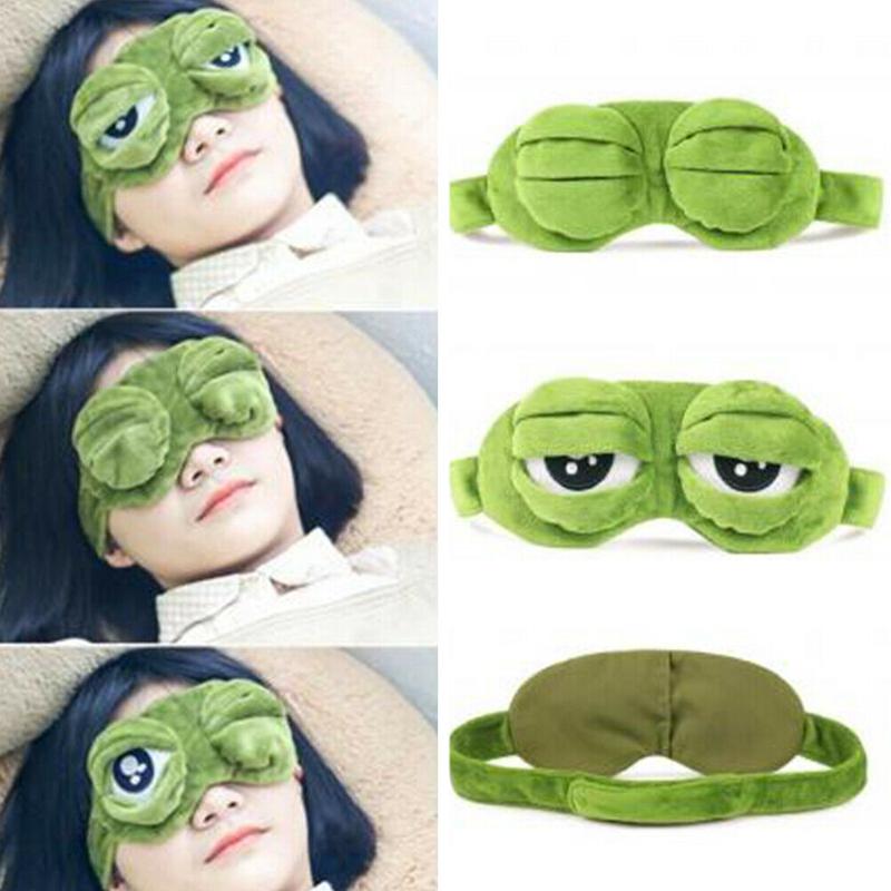Unisex Creative Travel Sleep Eye Mask, Cartoon Frog Filled Hood ...