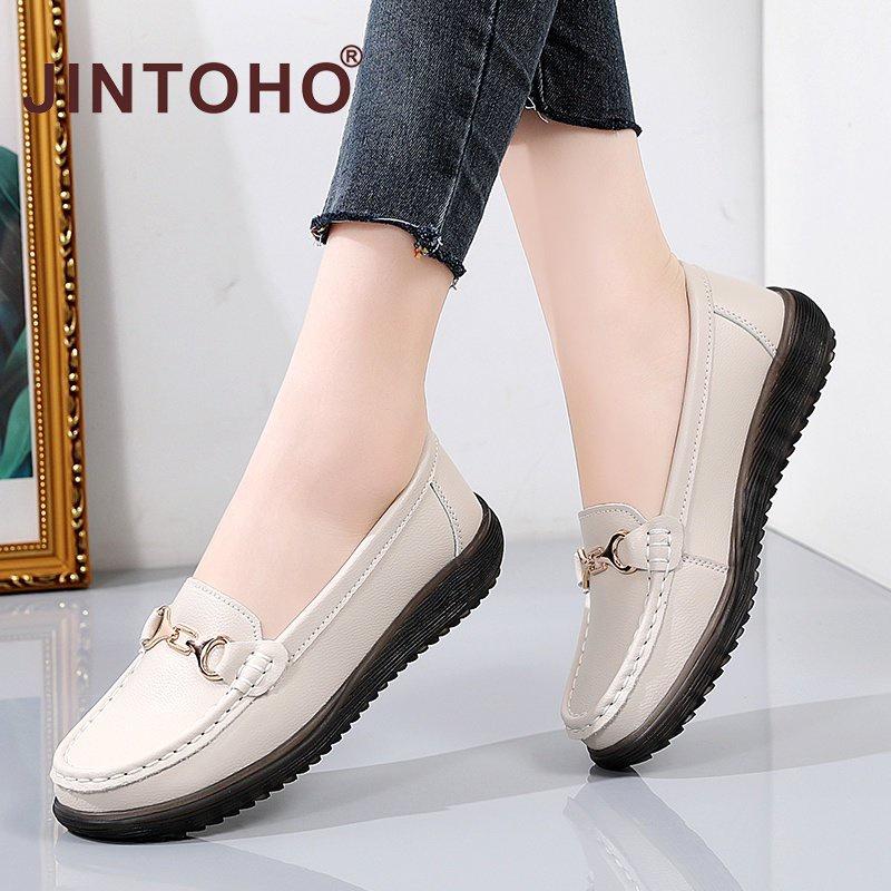 JINTOHO Ready Stock Genuine Leather Slip on Loafers Women Leather ...