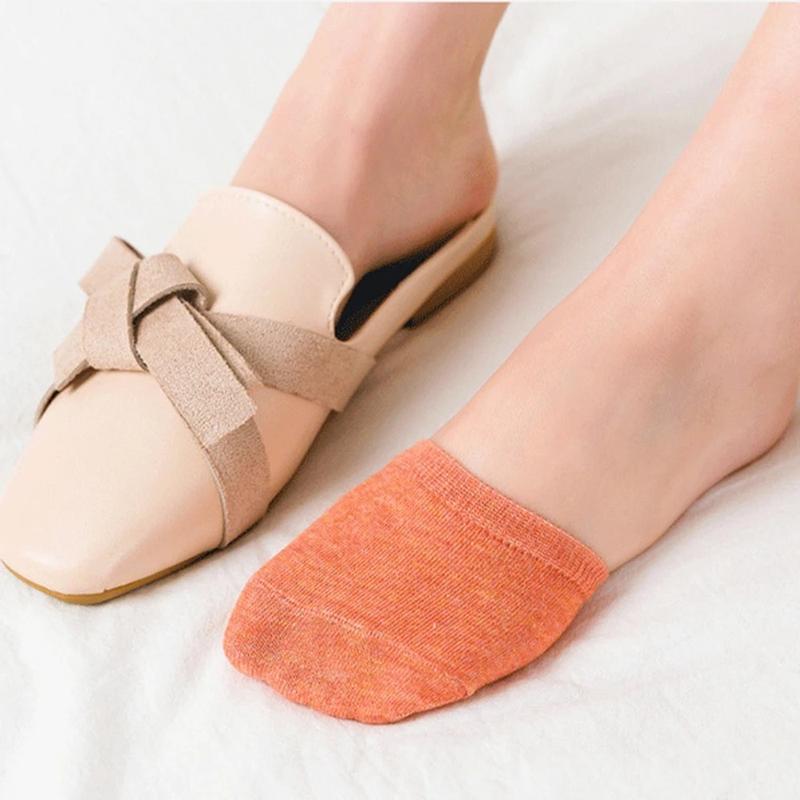 Pure Color Cotton Forefoot Socks Breathable Casual Forefoot Half Foot ...