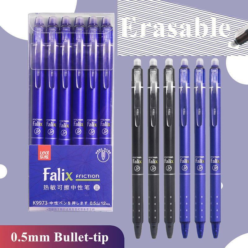 Set Pen Gel, 12 Keping / Kotak, 0.5mm Dakwat Gel Hitam / Biru, - TikTok ...