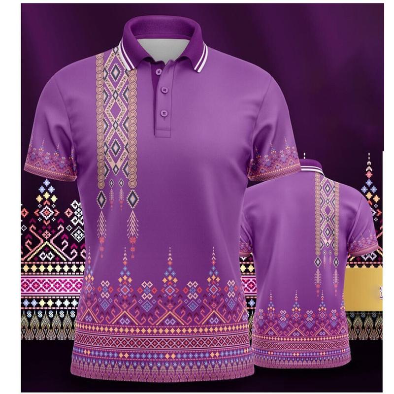 Kemeja Polo, Rekaan Baharu, Tema Ungu dan Corak Diraja, Gaya - TikTok ...
