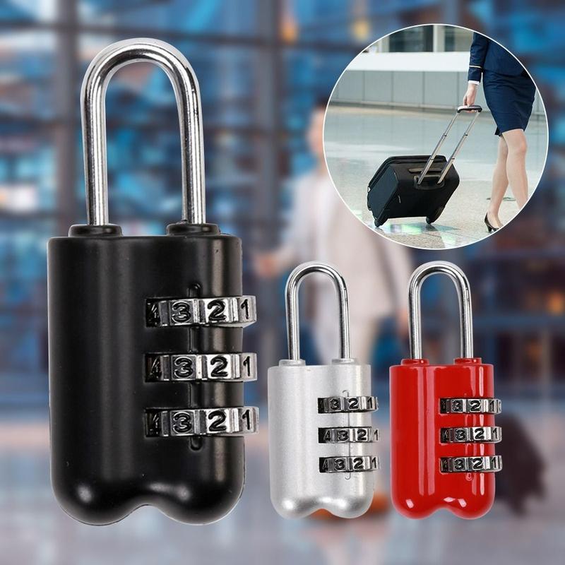Portable Travel Code Lock 3 Digit Password Lock Backpack Zipper ...
