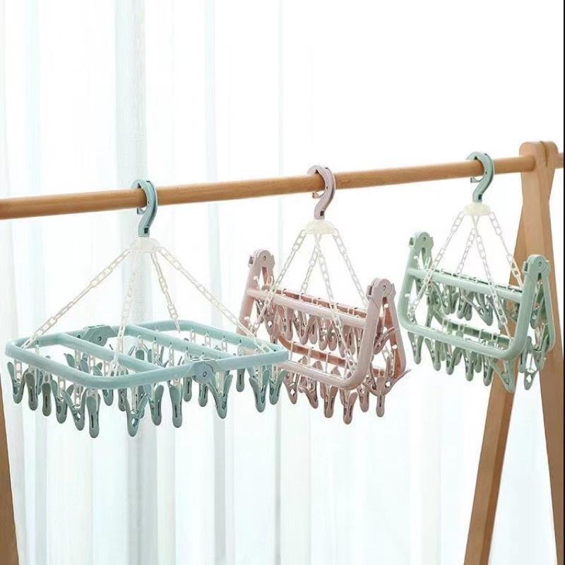 Plastic Laundry Hanger with Clips, Foldable Clip Hangers wit - TikTok ...