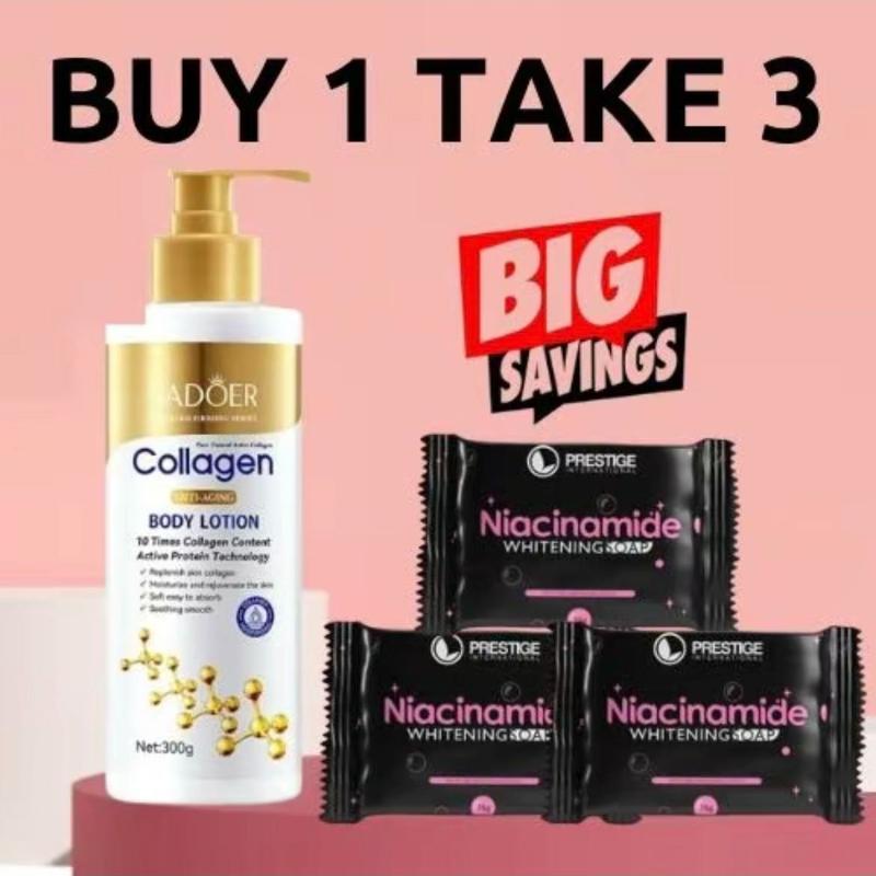 BUY 1 SADOER COLLAGEN BODY LOTION 300g GET 3PCS PRESTIGE NIACINAMIDE ...
