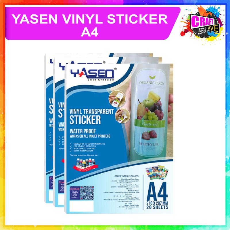 AF Yasen Vinyl Sticker Waterproof A4 Glossy / Matte / Transparent ...