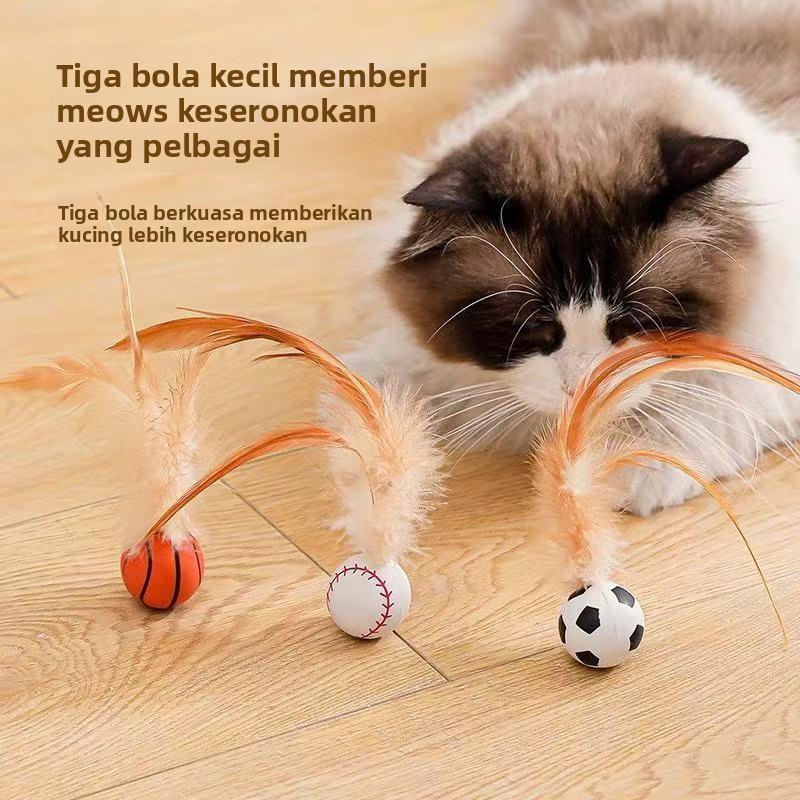Bola Elastik Getah, Mainan Kucing, Bola Latihan Mengusik Kucing ...