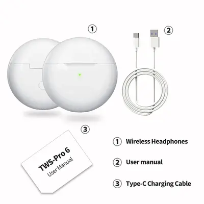 2023 new TOPMALL Pro6 True Wireless Earbuds Bluetooth Earphone Touch ...