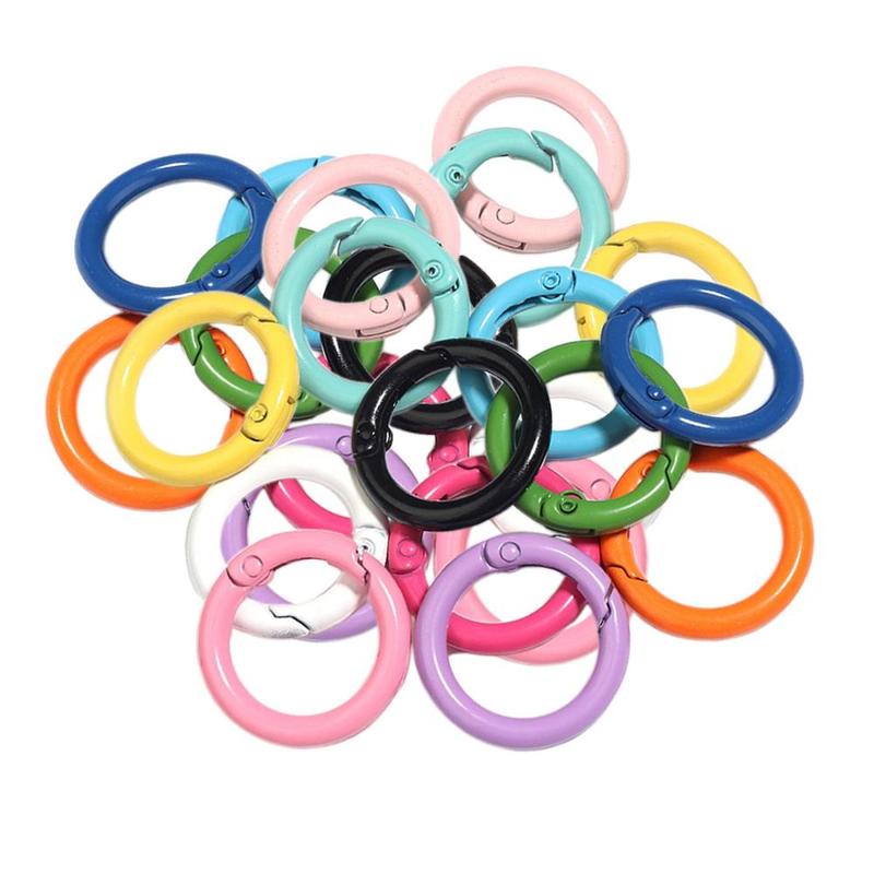 30x Multicolored Round Spring Snap Clip Hook Alloy O Ring Carabiner ...