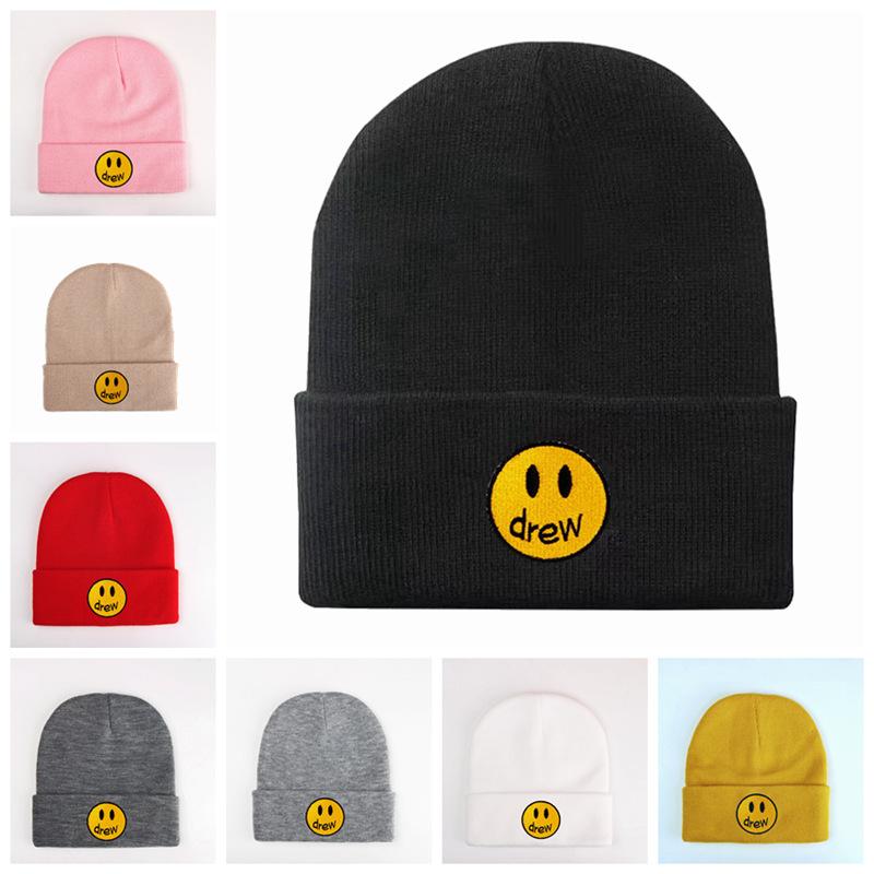 Drew Smiley Face Woolen Hat Solid Color Autumn and Winter Knit - TikTok ...