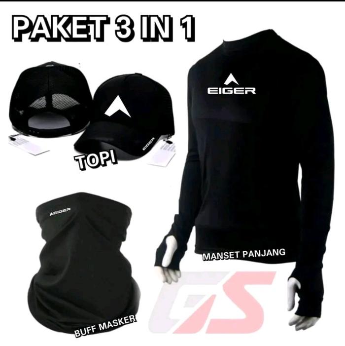 Jual paket 3 in 1 lengkap buff masker gunung,mancing,bersepeda topi ...