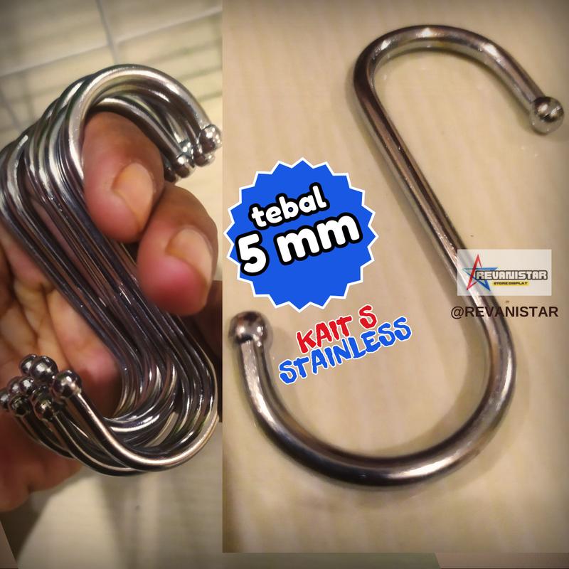PAKET 5PCS Gantungan S besi STAINLESS CROME cantolan lette - Shop ...