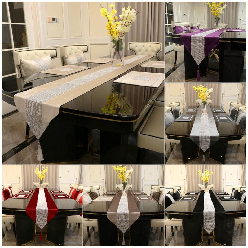 Pelari Meja Berlian Perak Berlian Buatan Flanel, Alas Meja Moden ...