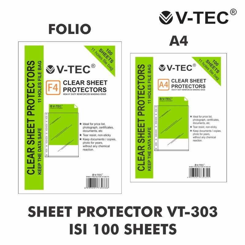 (pack) V-Tec Sheet Protector Clear VT-303 Isi 100 sheets - Ukuran A4 ...