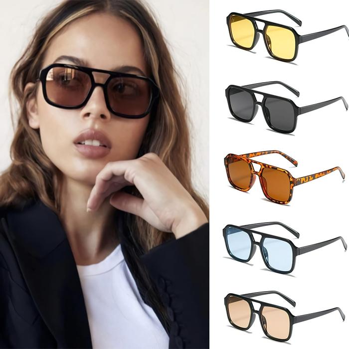 Promo Kacamata Hitam Aviator Retro Klasik Frame Kotak Besar Anti Uv ...
