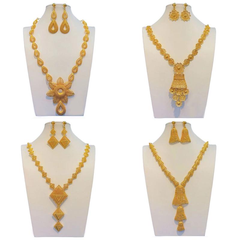 Dubai Gold-Plated Flower and Water Chestnut Shape Pendant Necklace ...