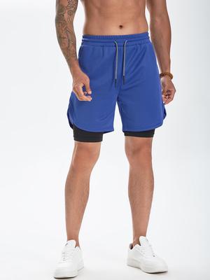 Men's 2 in 1 Running Track Shorts for Spring, Breathable Comfort ...