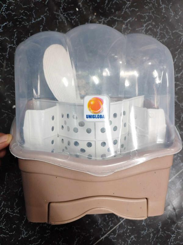 Mocha beige New Aesthetic Utensil holder with cover and drainer ...