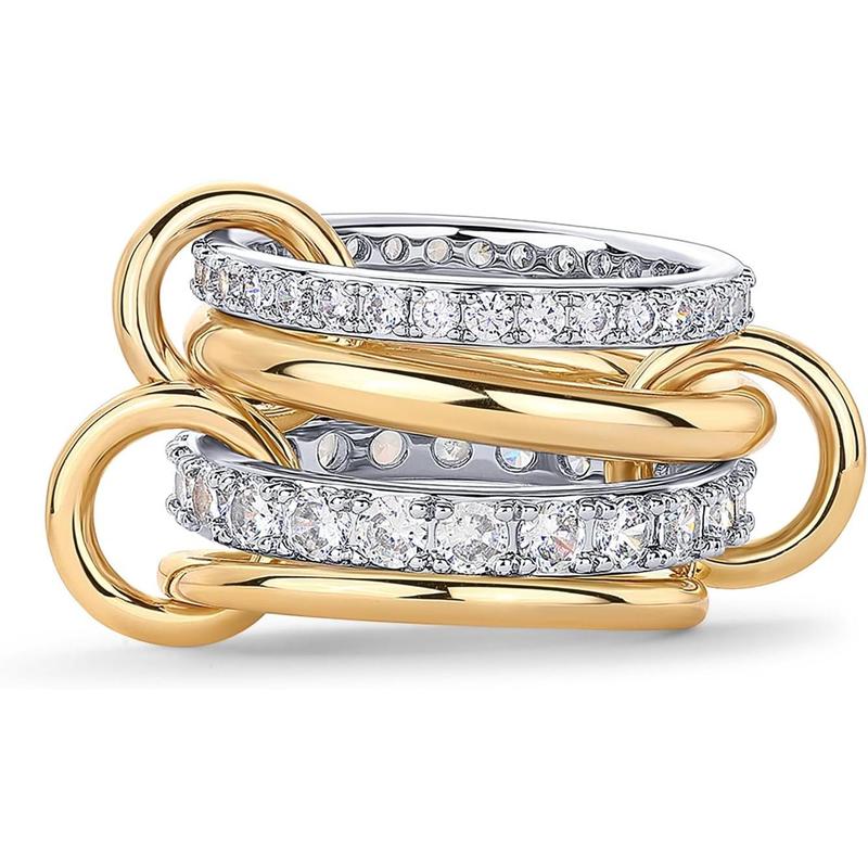 PAVOI 14K Gold Plated Interlocked Stackable Rings for Women - TikTok Shop