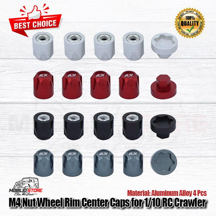 Jual M4 Nut Aluminum Wheel Rim Center Caps for 1/10 RC Crawler SCX10 ...