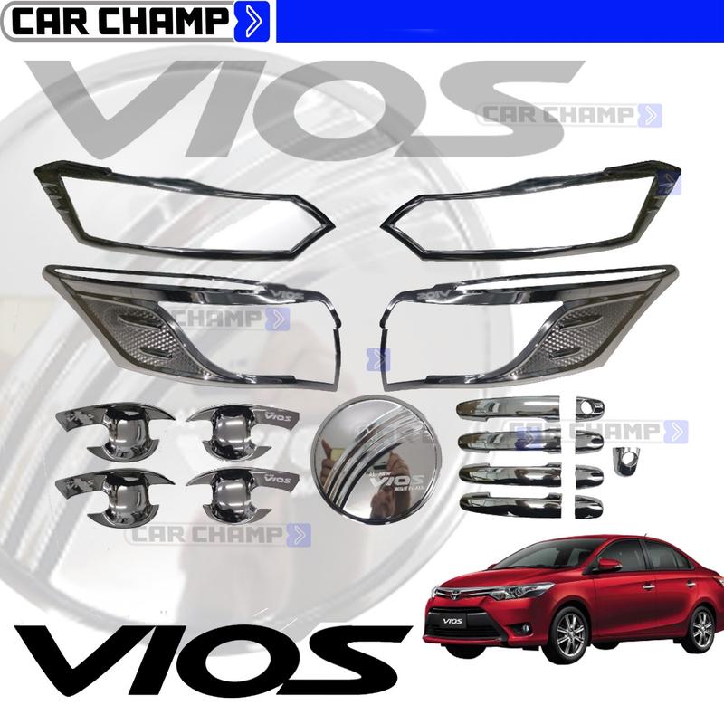 Toyota Vios 2014 to 2018 Combo Set Garnish Cover CHROME V1 2015 ...