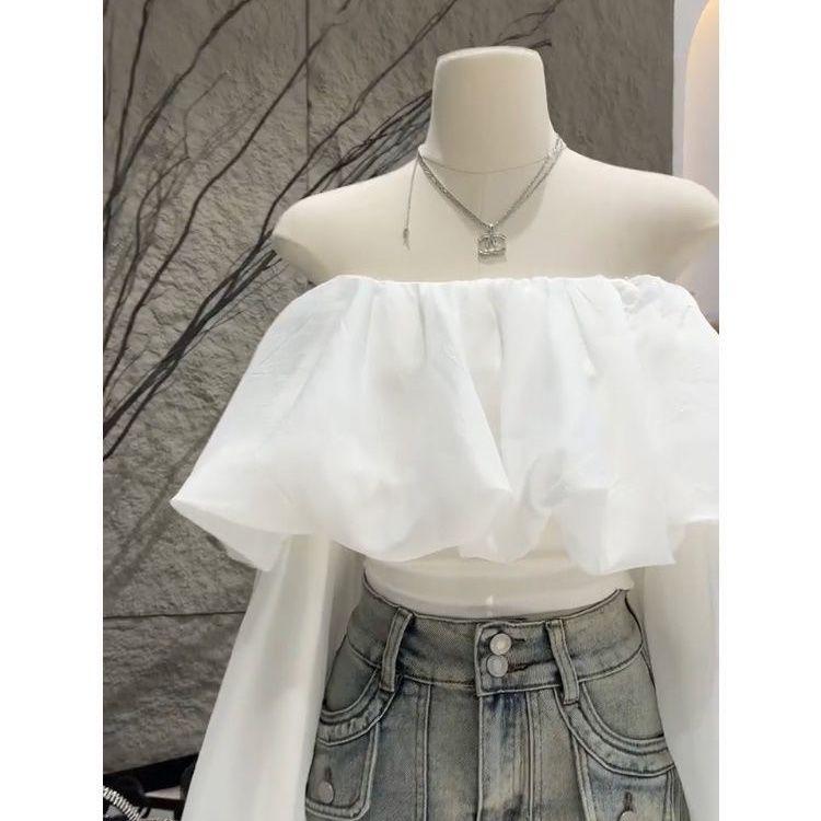 Baju Gaya Baru, Putih, Luar Bahu, Lengan Panjang, Perlindungan - TikTok ...