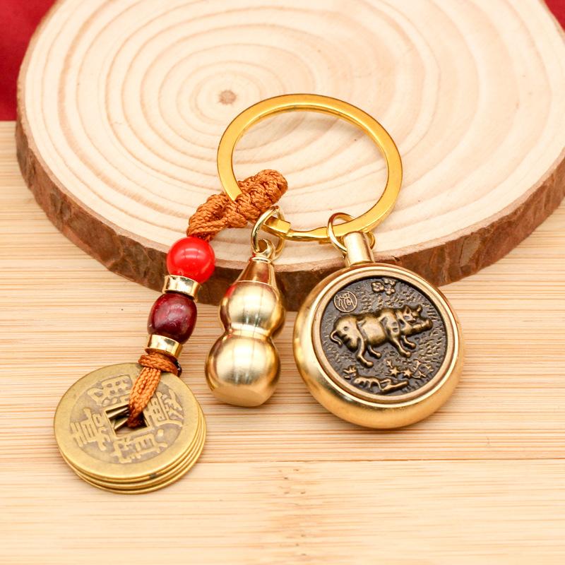 Loket Rantai Kunci Labu, Tembaga Baru, Tukar Nasib Zodiak, Syiling ...