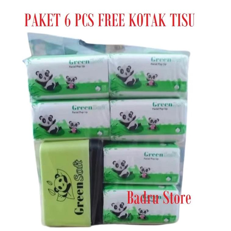 Set Tisu Green Soft Pop Up 130 Sheet 2 Ply (6 Pack) + Kotak Tisu Gratis ...