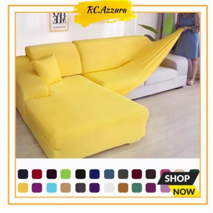 Jual COVER SOFA L SHAPED SIKU SUDUT SARUNG SOFA STRETCH ELASTIS POLOS ...