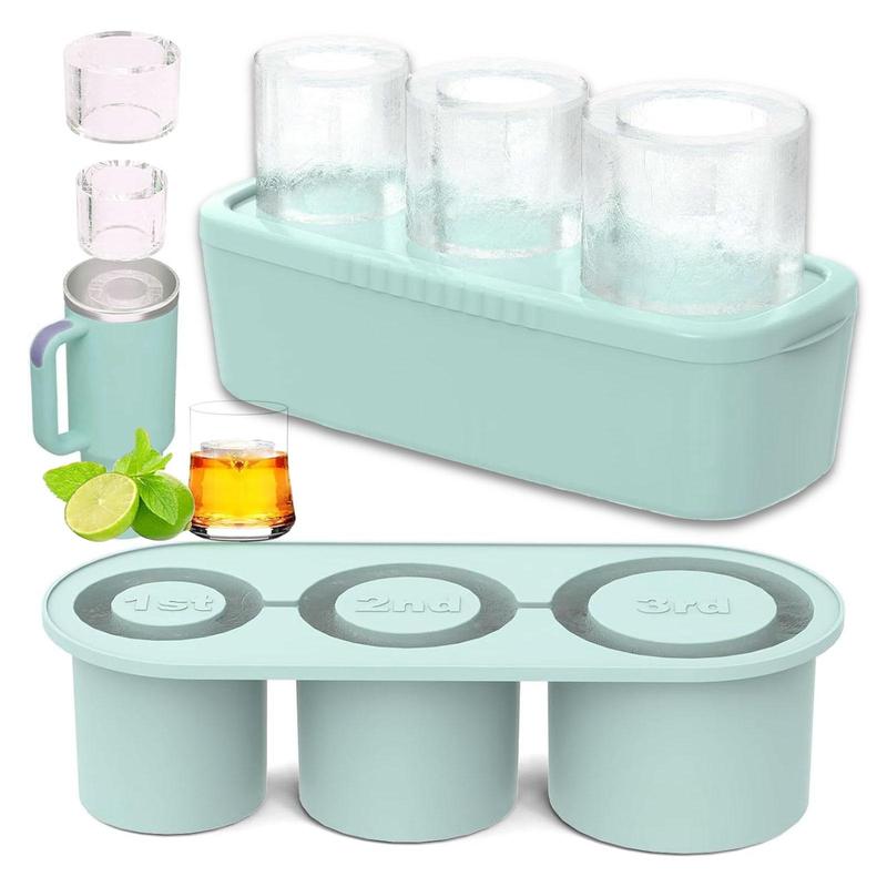 Silicone Ice Mold for Tumbler Mugs, 3-grid Cylindrical Ice Cube ...