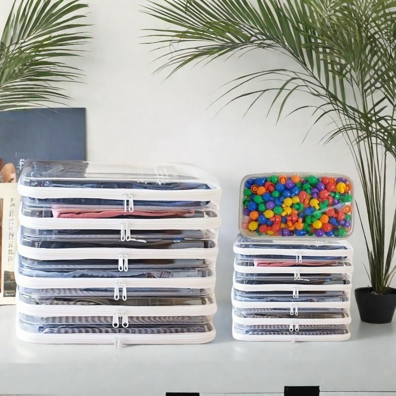 Clear Storage Box Set, 6 Counts/set Large Capacity Zipper Storage ...