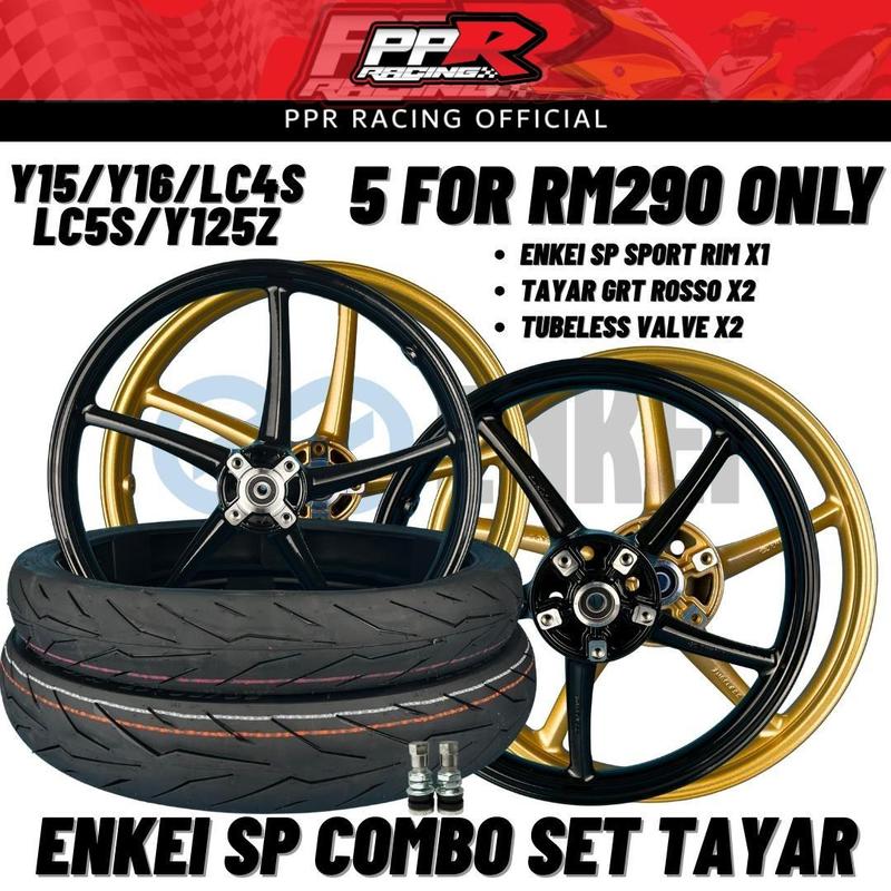 ENKEI SP522 SPORT RIM COMBO SET TAYAR GRT ROSSO BLACK GOLD Y15ZR ...