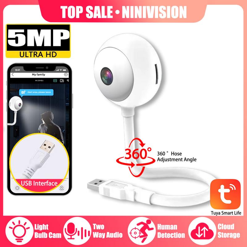 Tuya USB Light Bulb Indoor Mini Wifi 5MP Small Ip Camera Cloud - TikTok ...