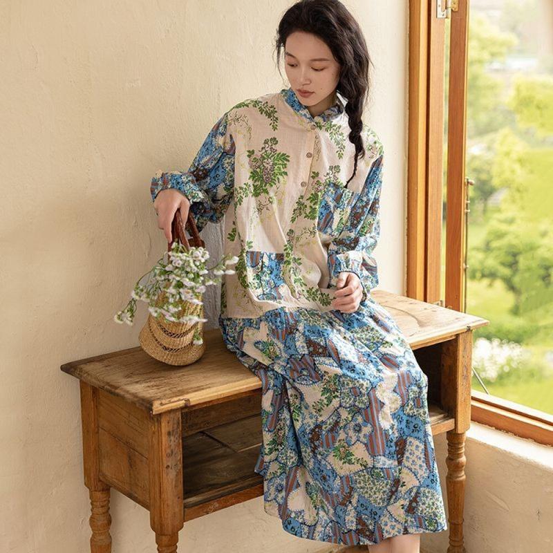 FADFAD Gaun Longgar Lurus Untuk Wanita Lengan Panjang Balon Dengan ...