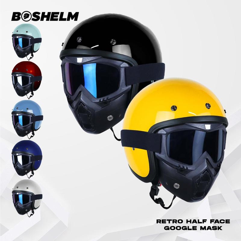 Helm Retro Goggle Mask Helm Half Face SNI - Shop | Tokopedia