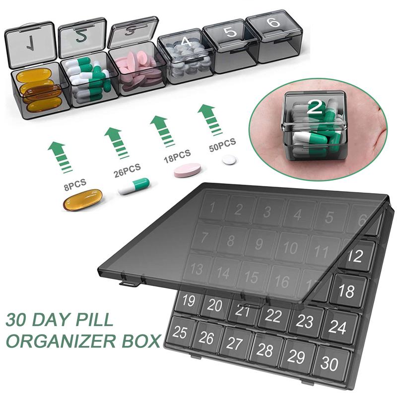 [tuli] Pill Box Grid Design Transparent Large Capacity Date Marking ...