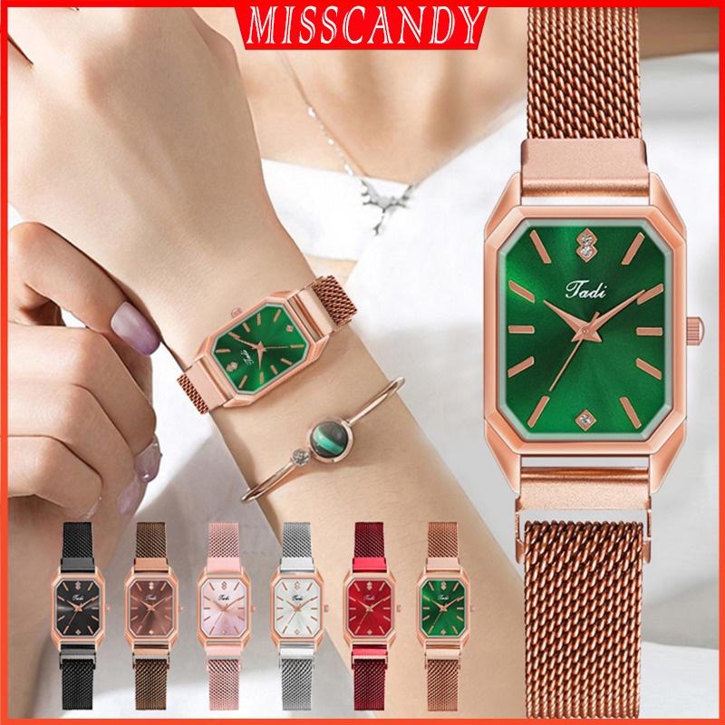 นาฬิกาผู้หญิง ทรงสี่เหลี่ยมผืนผ้า ดีไซน์เรียบง่าย ทันสมัย นาฬิกาข้อมือ ...