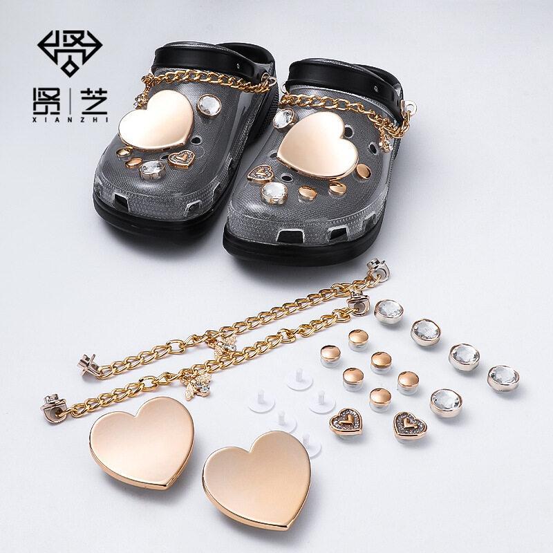 Jibbitz Charms Shoes Buckle Heart Crystal Diamond Decorative - TikTok ...