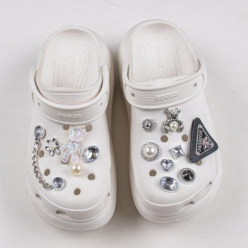 Shoe Jibbitz Charms Crystal Diamond Pearl Shoe Buckle Detachable ...