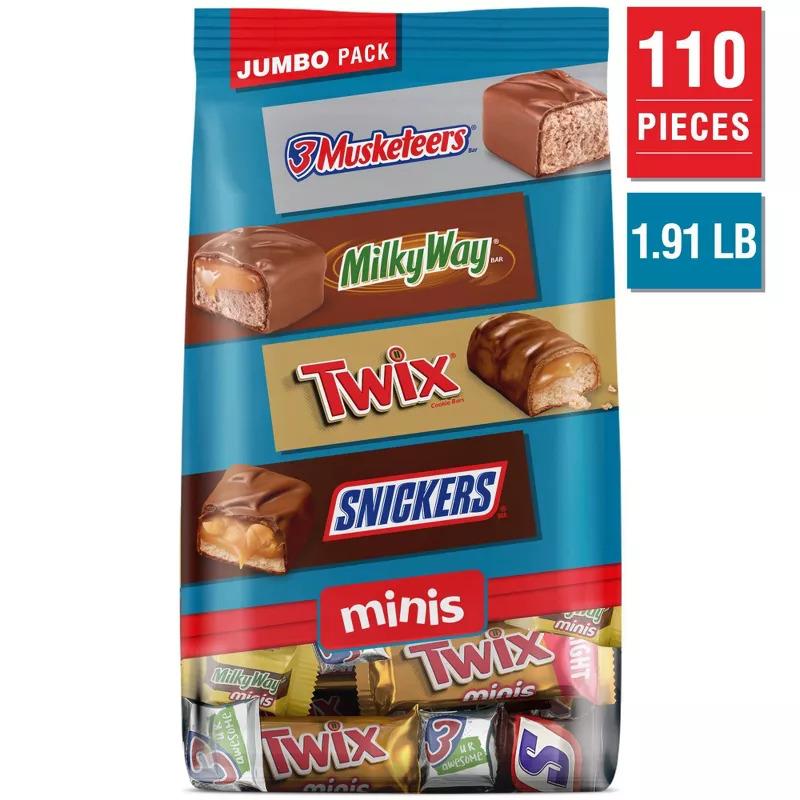 Snickers, Twix, Milky Way & 3 Musketeers Minis Candy Chocolate Bars ...