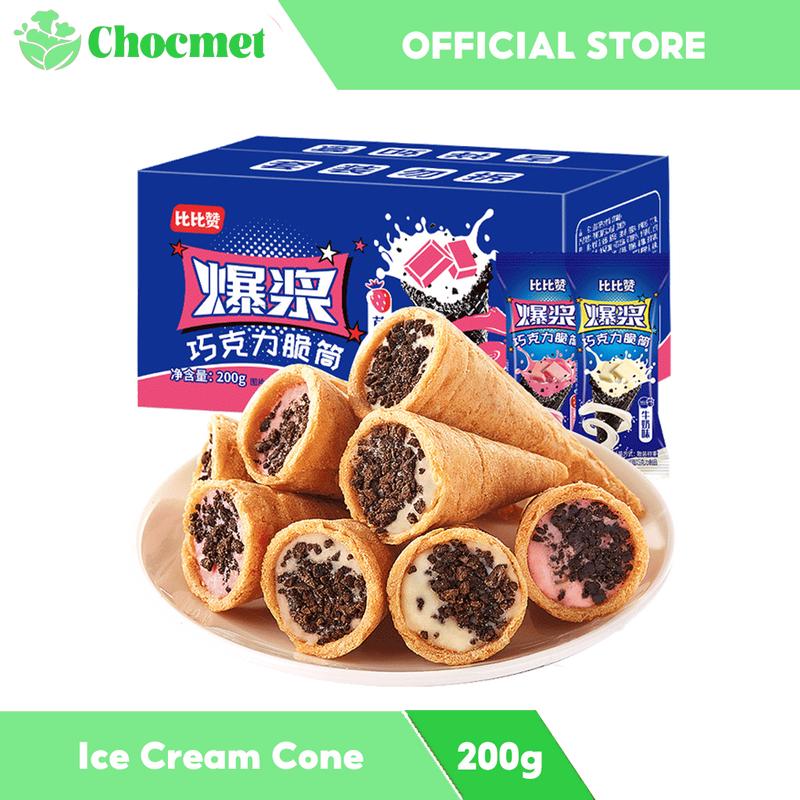 Blasting Ice Cream Chocolate Cone Tip Bite Crispy Creamy Cookies ...