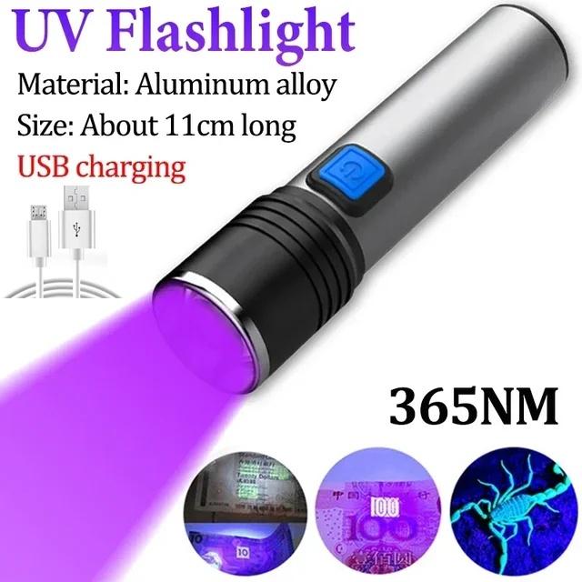 UV zoomable flashlight, 3 modes, portable, mini alloy UV flashlight ...