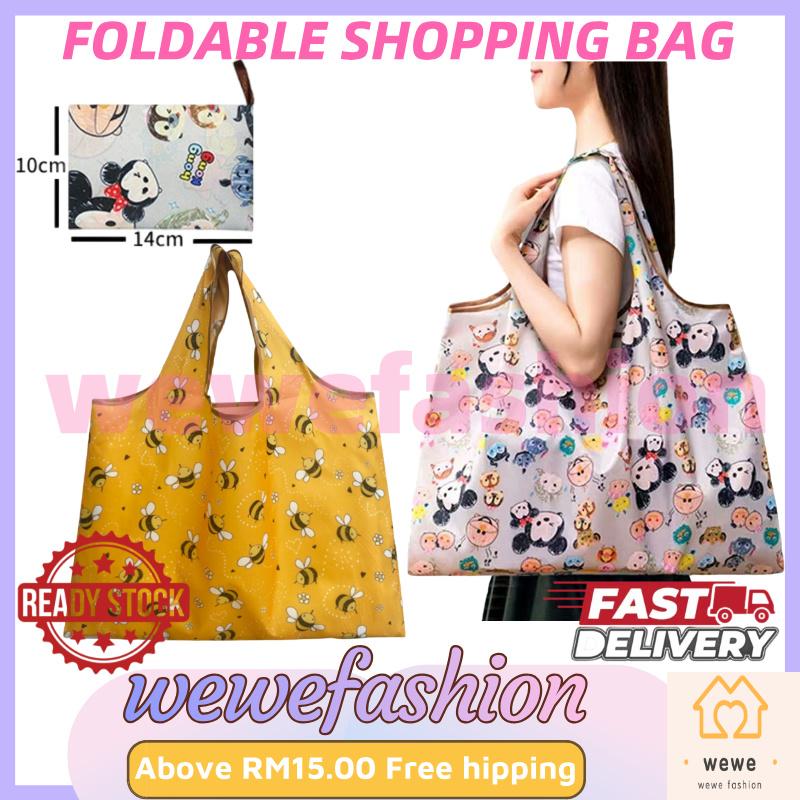 (WEWE) 🛍️ Foldable Shopping Bag | Beg Kitar Semula Boleh Lipat, Kalis ...