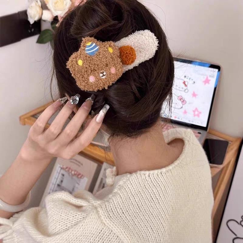 Plush Red Apple Hairpin, Female Back of Head, Large Duckbill Clip ...