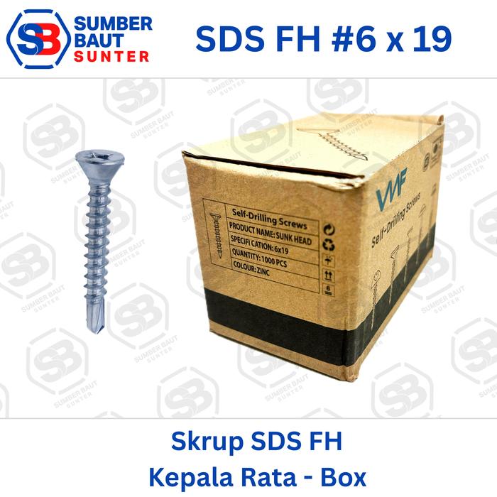Jual SDS FH 6x19 Skrup Roofing Flat Head WF - 1 box isi 1.000 pcs ...