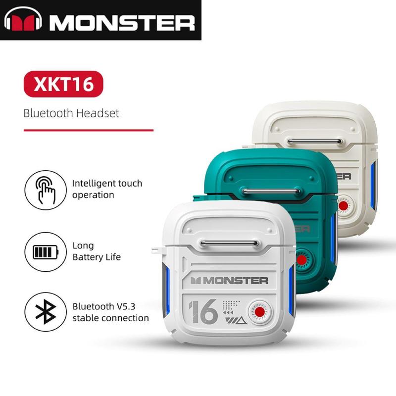 Monster XKT16 Bluetooth Wireless Earphone HIFI Stereo Long Endurance ...