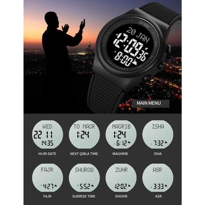 Jual SKMEI Jam tangan Kiblat Qiblat Watch Digital Kompas Waktu Solat ...