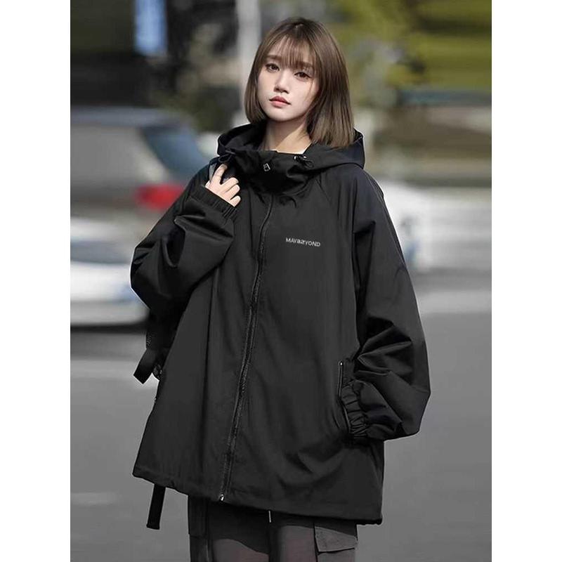 Kot Kalis Air, Jaket Cangkang Hitam, Kot Kalis Angin, Untuk Wanita ...