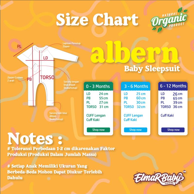 Elmar Baby - Albern sleepsuit Bayi Cotton bamboo premium Lembut Lembut ...