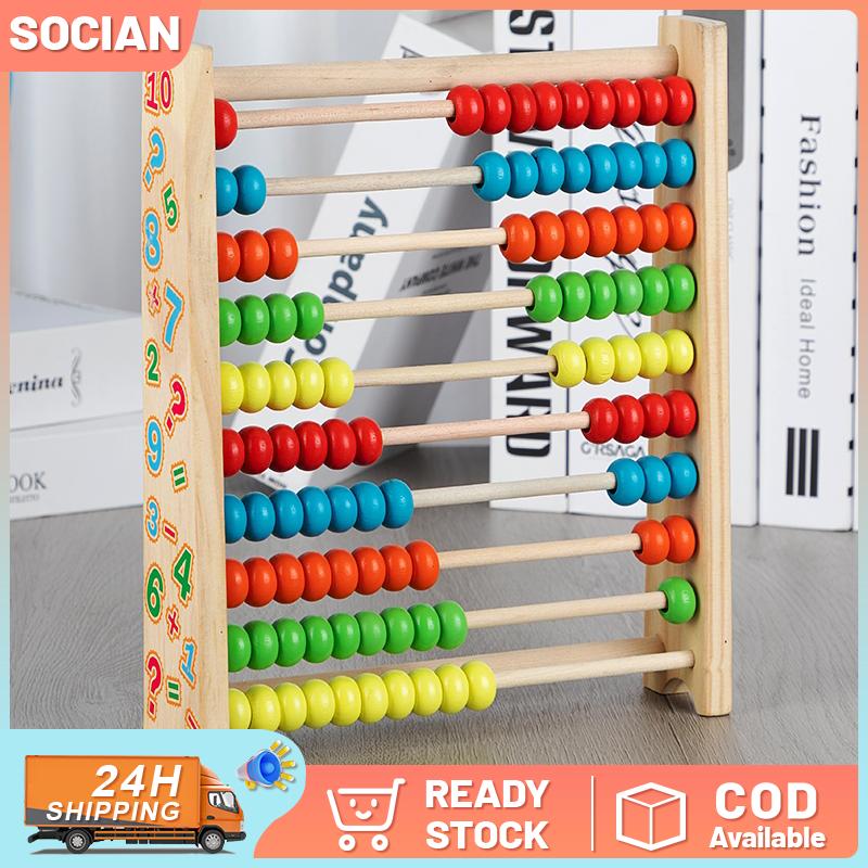 Baby 10-Row Wooden Abacus Counting Rack Kindergarten Teachin - TikTok ...