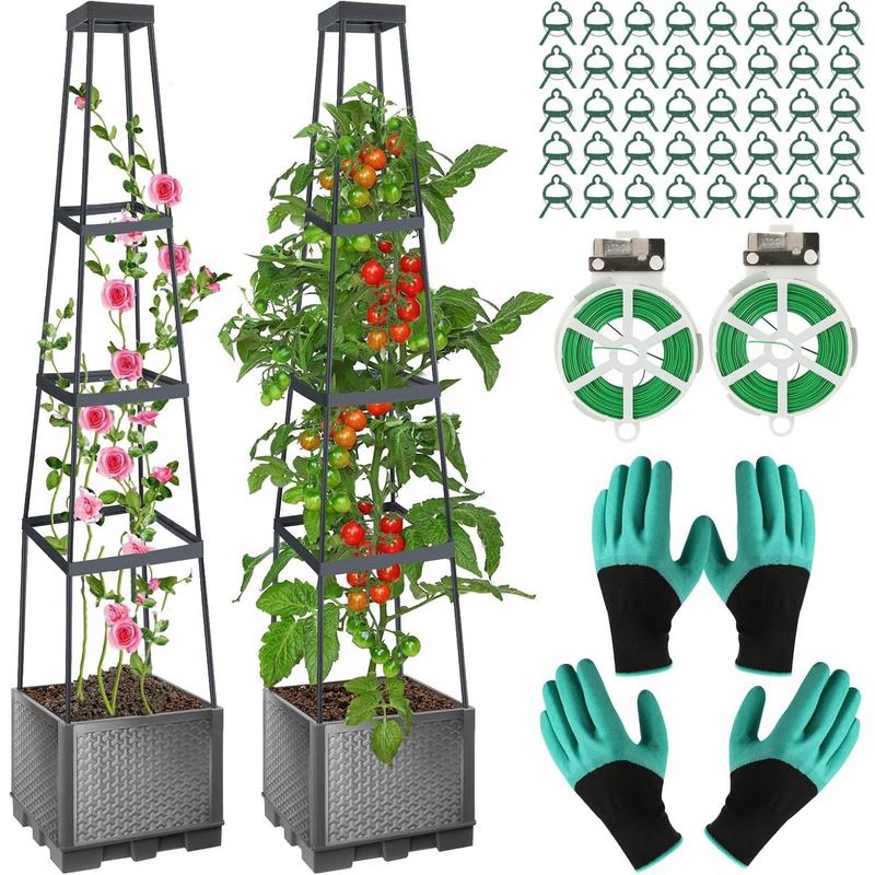 Raised Garden Bed 55.9''- 4 Layer Tomato Planter Trellis, Self-Watering ...